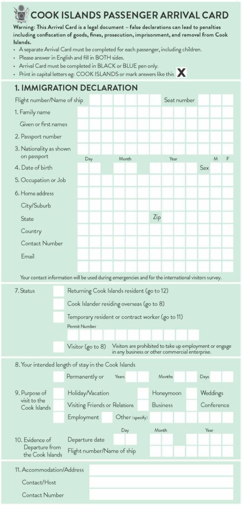 Cook Islands Passenger Arrival Card: What You Need to Know