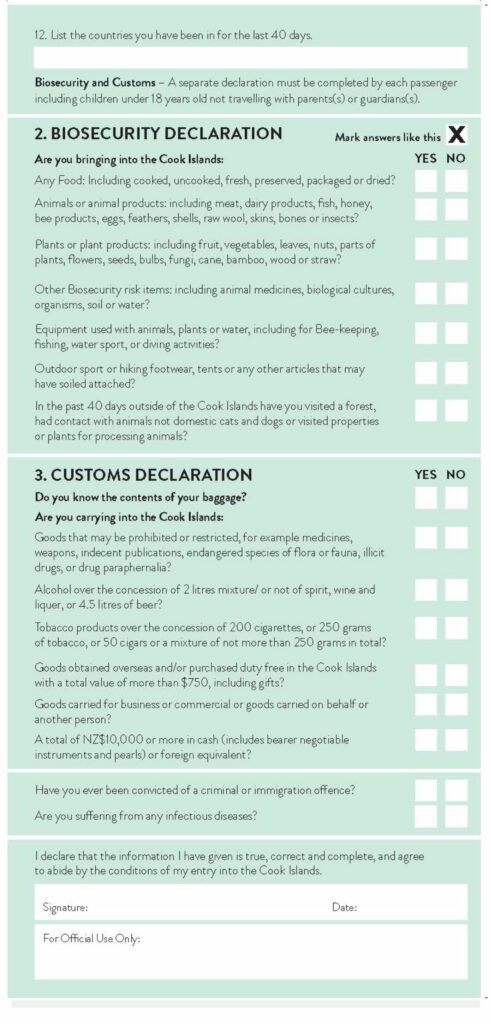 Cook Islands Passenger Arrival Card: What You Need to Know
